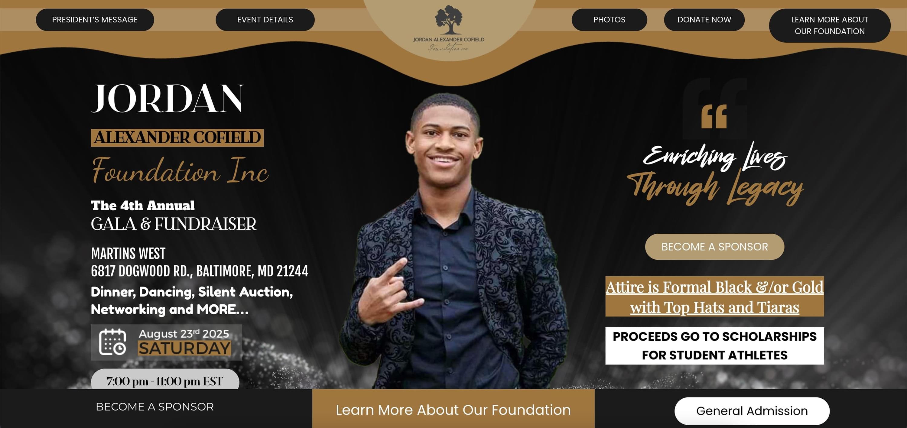 Registration Sales Page - Gala Fundraiser - Jordan Alexander Cofield ...